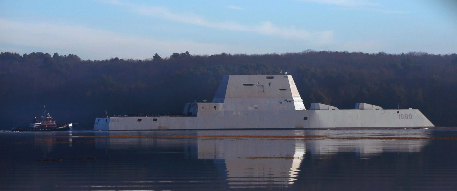 The USS Zumwalt heads out to sea for Sea Trails. The Heavy Cruiser and ...